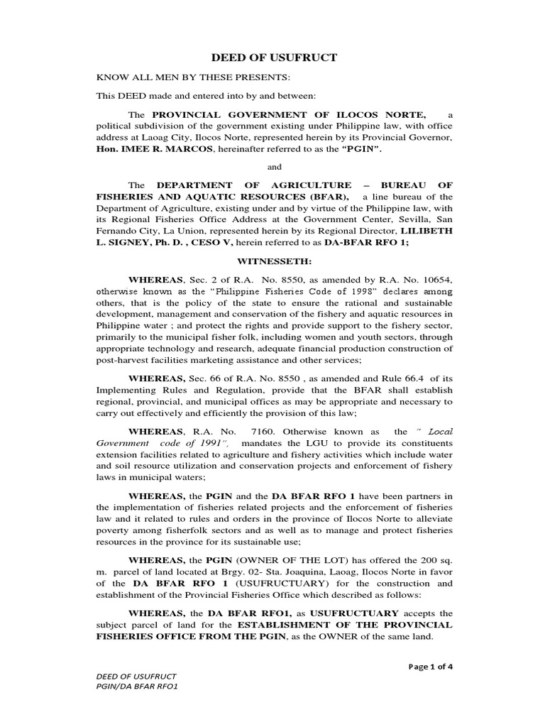 DEED OF USUFRUCT.docx | Virtue | Government