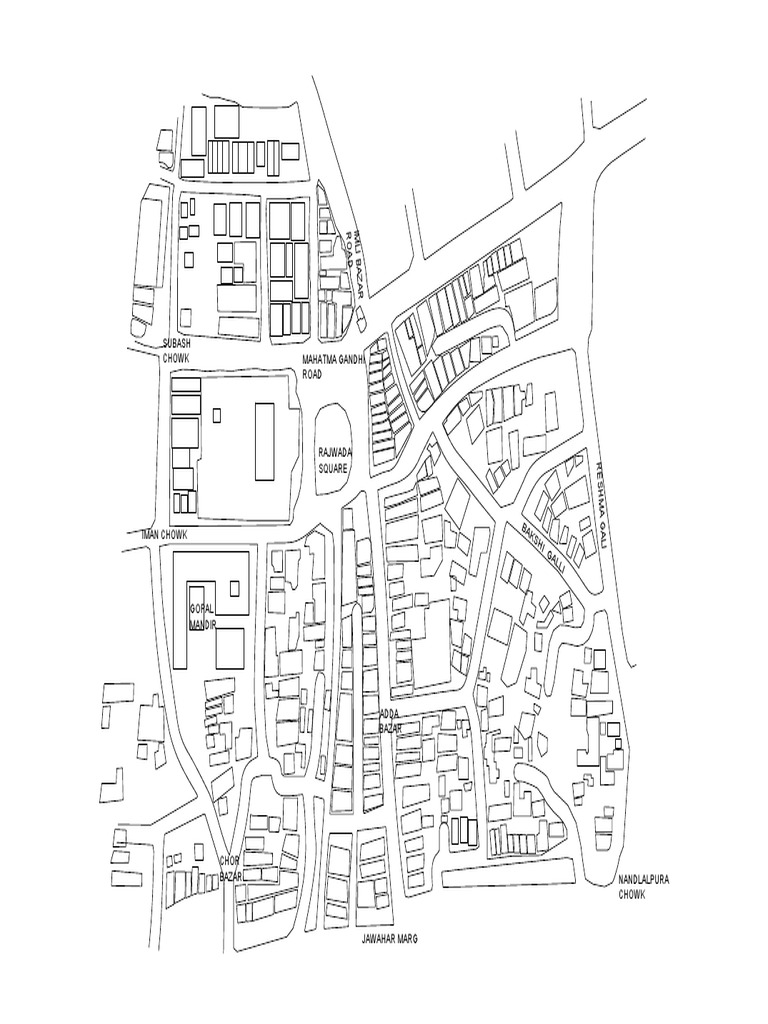 A detailed map of key landmarks and roads in an Indian city ...