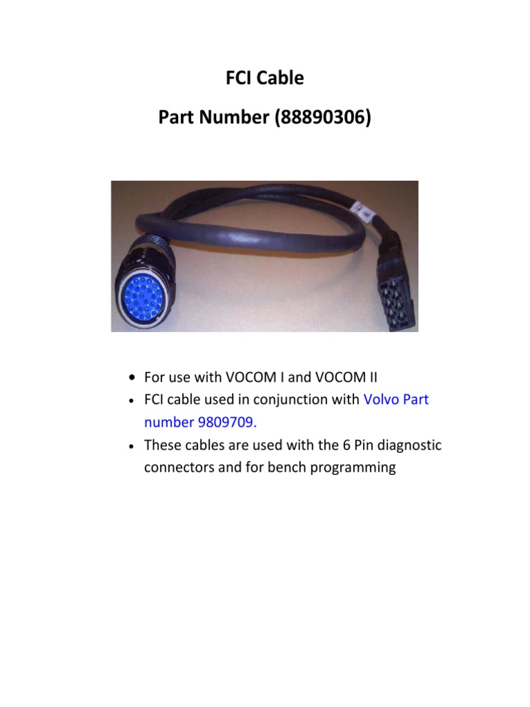 FCI Cable Part Number 88890306: Technical Specifications and ...
