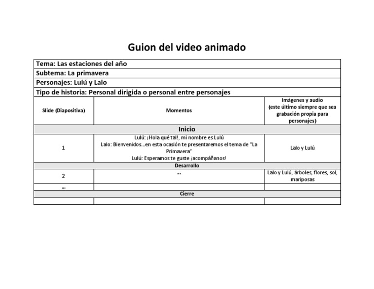 Guion Del Video Animado | PDF