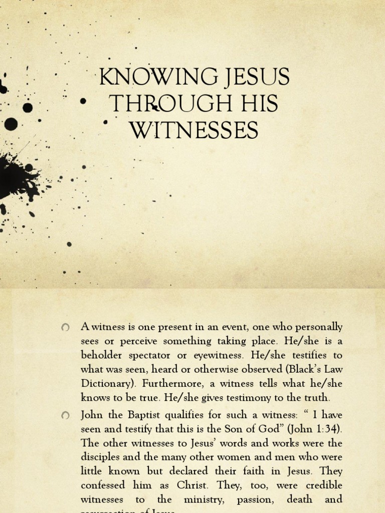 Knowing Jesus Through His Witnesses | PDF | John The Baptist | Christianity