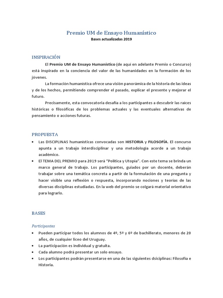 Bases y Condiciones | PDF | Ensayos | Maestros