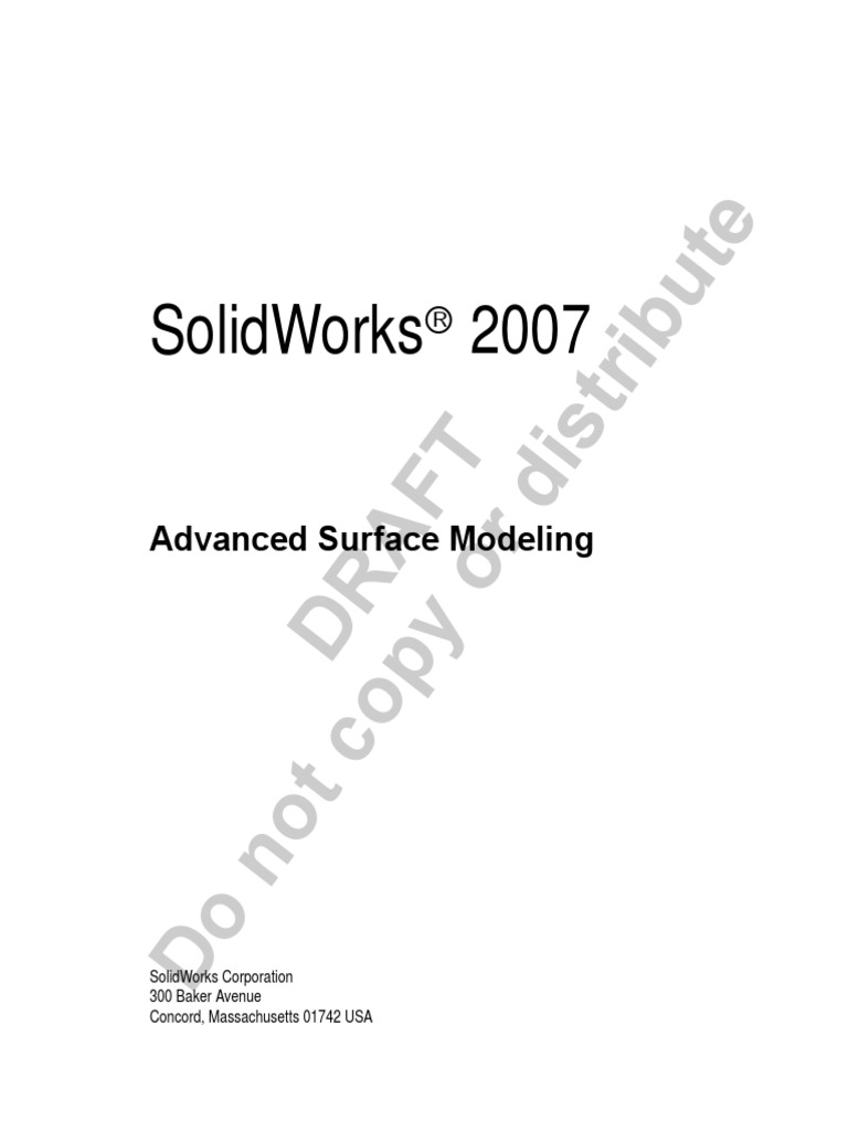 07-Solidworks Advanced Surface Modeling 2007 PDF | PDF | License | Design