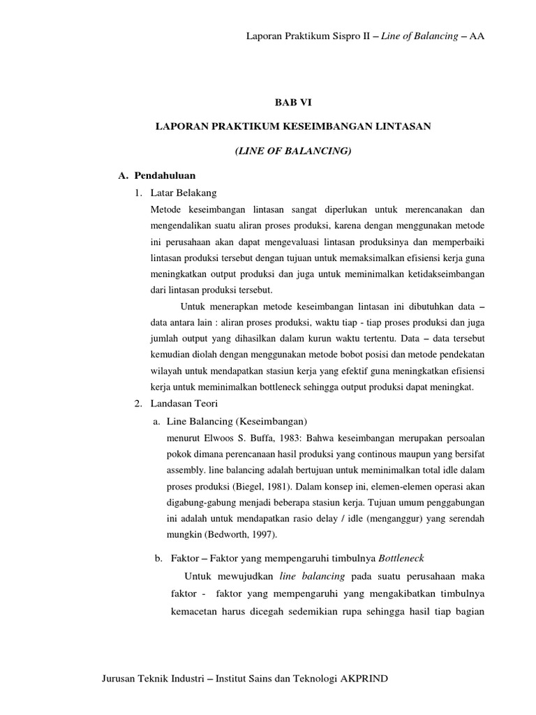 Bab7 Line of Balancing | PDF | Komputer | Teknologi & Rekayasa
