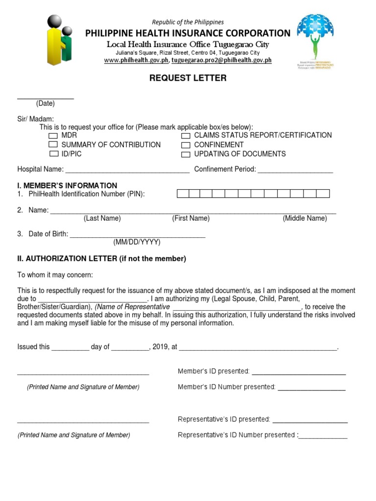 Philippine Health Insurance Corporation Request Letter | PDF