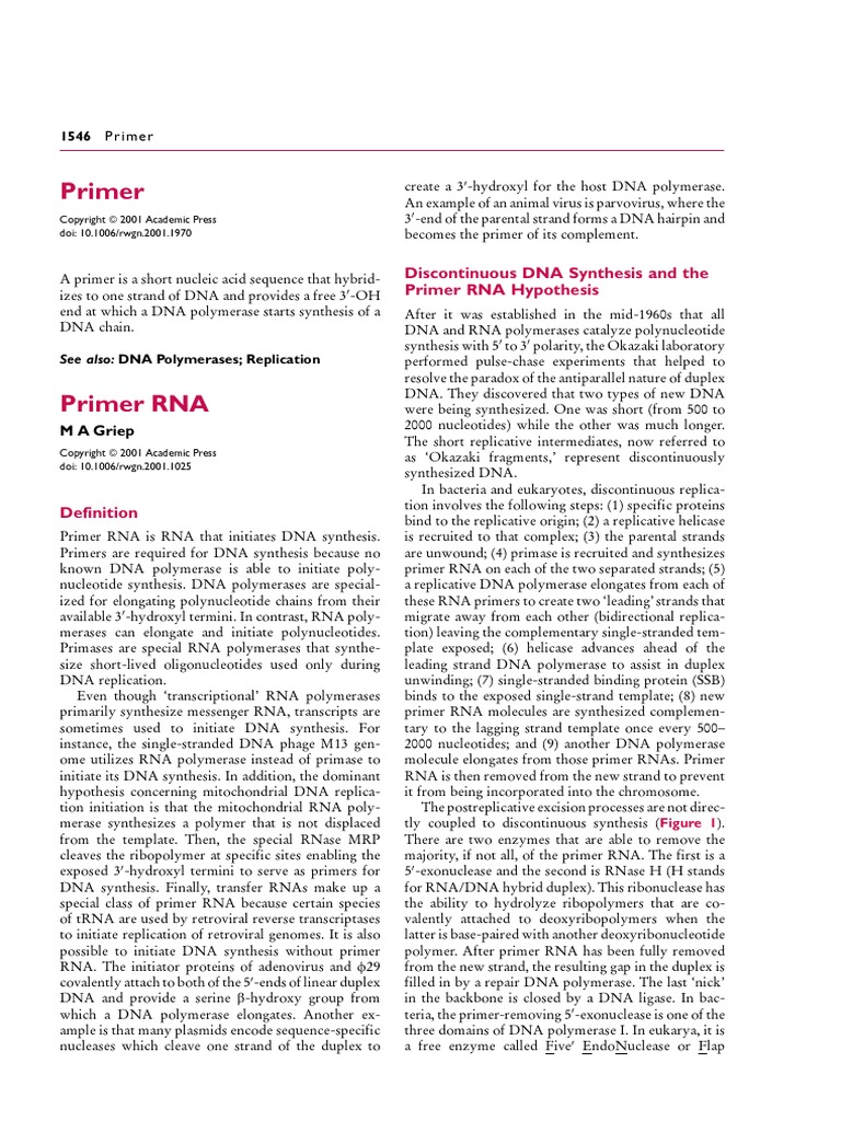 First Page PDF | PDF | Primer (Molecular Biology) | Dna Replication