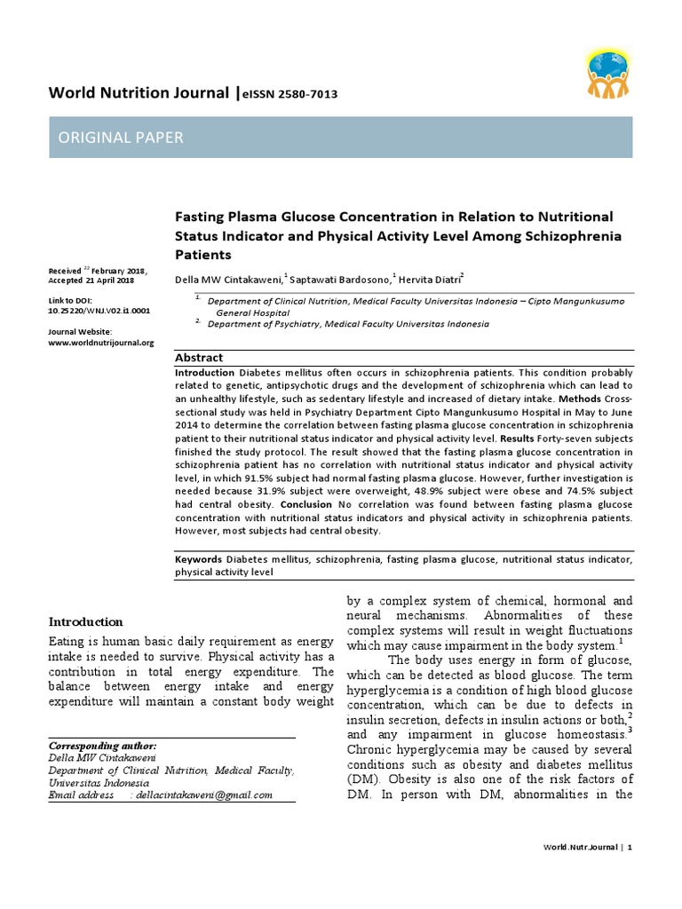 Original Paper: World Nutrition Journal | Download Free PDF | Obesity ...