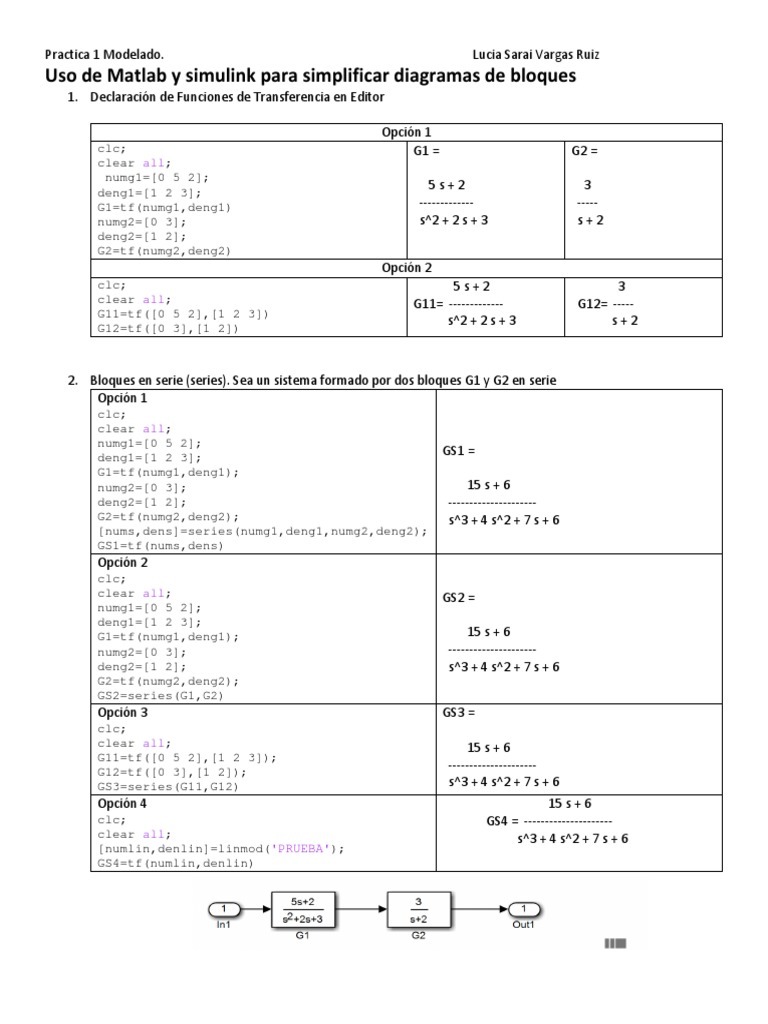 Uso de Matlab y Simulink para Simplificar Diagramas de Bloques | PDF | Teoría de sistemas ...