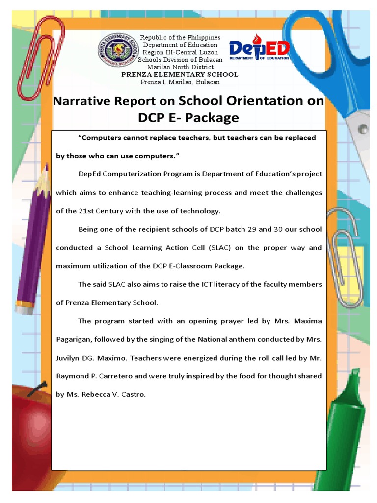 Narrative Report on School Orientation | PDF