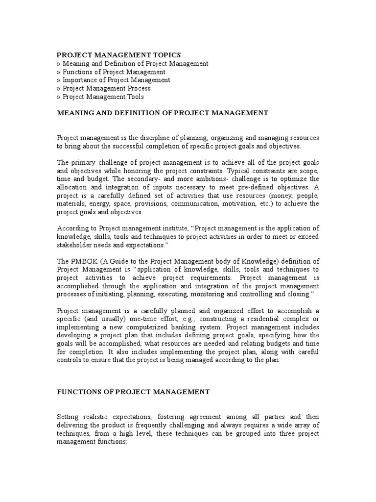 Project Management (INTRO) | PDF | Project Management | Goal