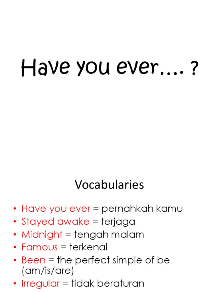 English Vocabulary: "Have You Ever" | PDF