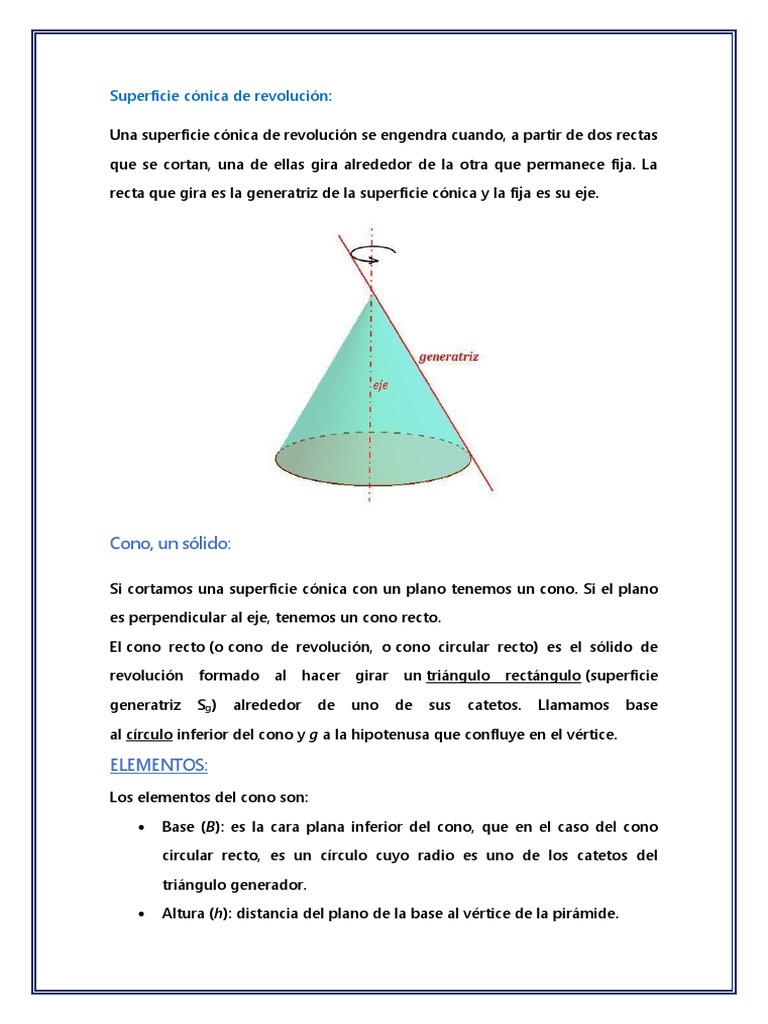 Elementos del cono recto y sus propiedades | PDF | Formas geométricas ...
