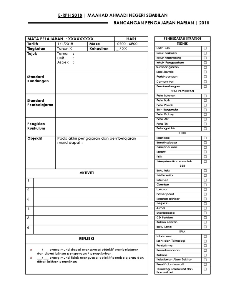 Contoh Tapak RPH 1 (Abad Ke-21) | PDF
