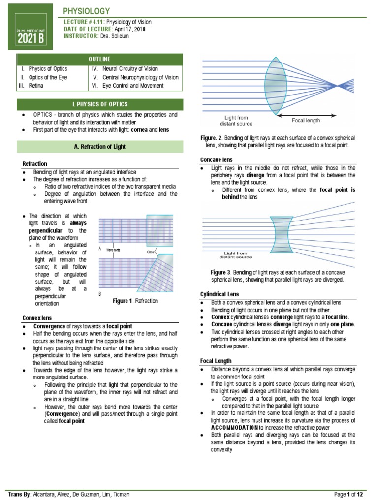 Physiology of Vision | PDF | Lens (Optics) | Retinal