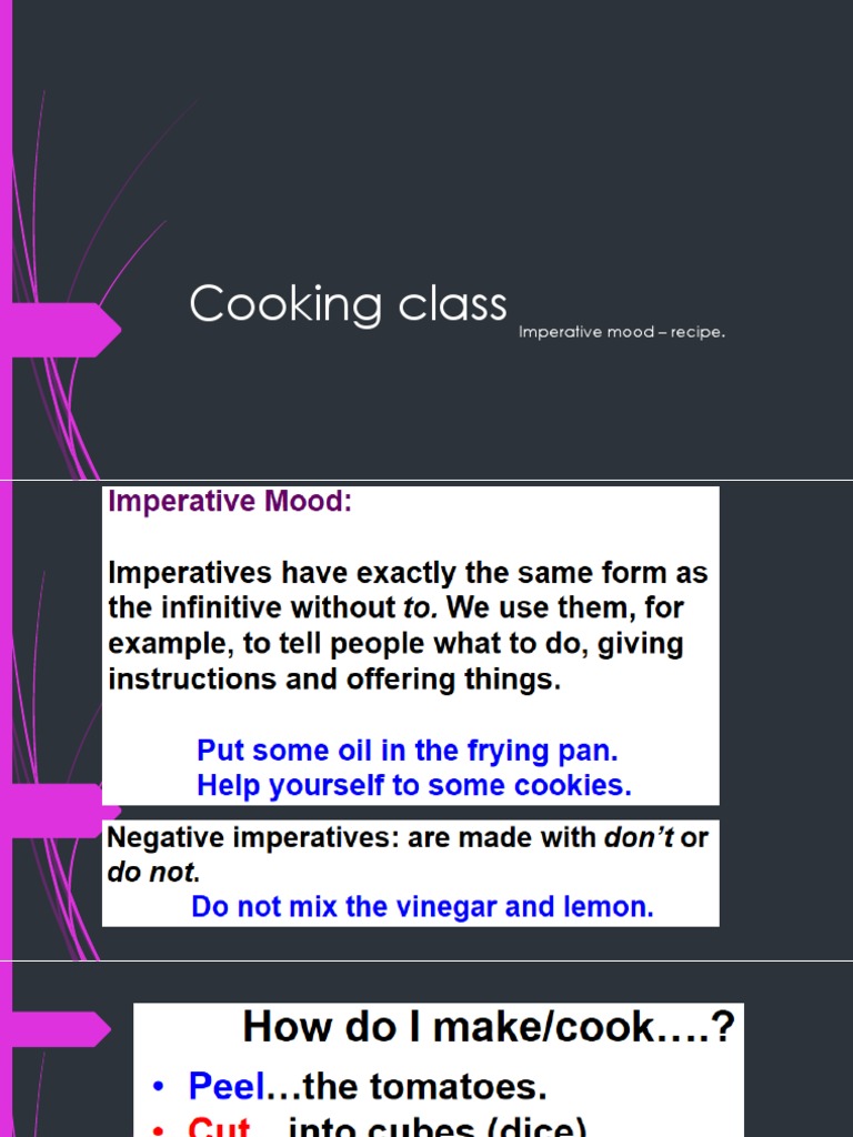 Cooking Class: Imperative Mood - Recipe | PDF