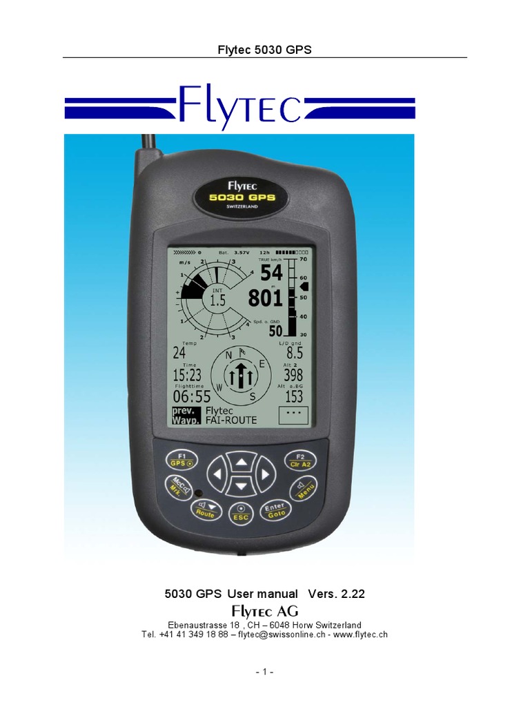 Flytec 5030 GPS User Manual | PDF | Airspeed | Pitch (Music)