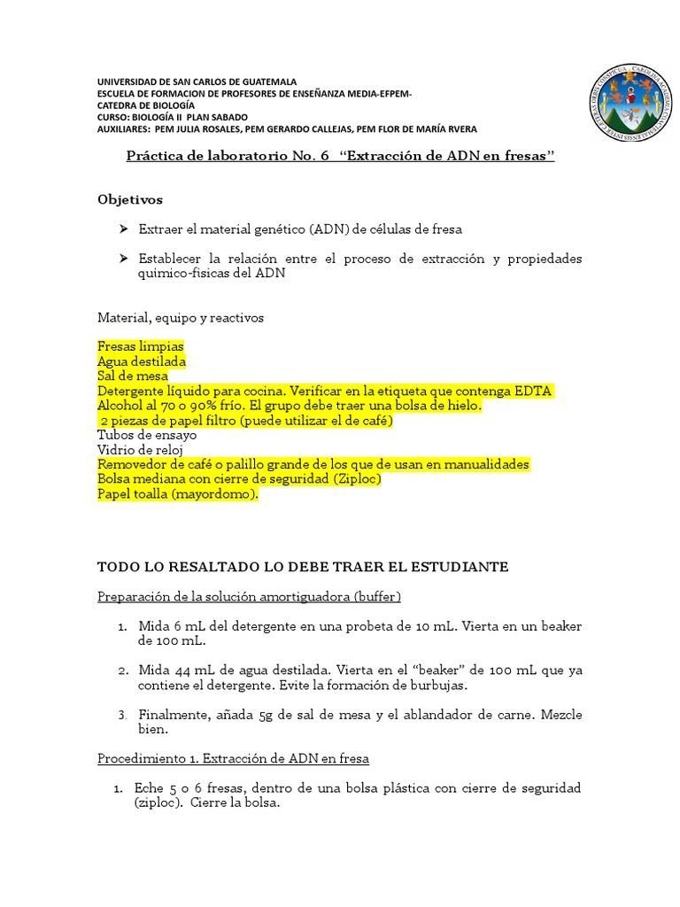 Extracción y observación del ADN de fresas y saliva | PDF | café | Agua