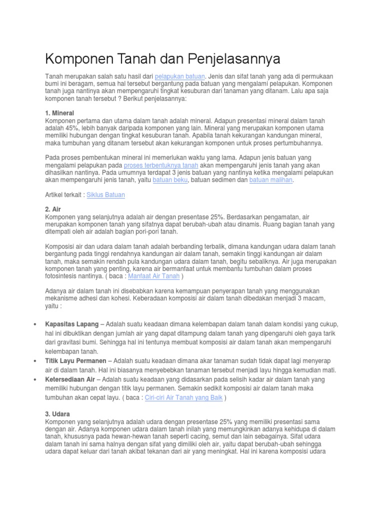 Komponen Tanah Dan Penjelasannya | PDF