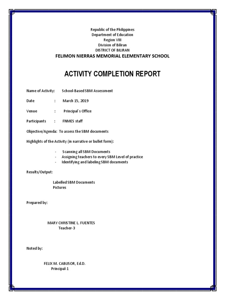 Activity Completion Report | PDF