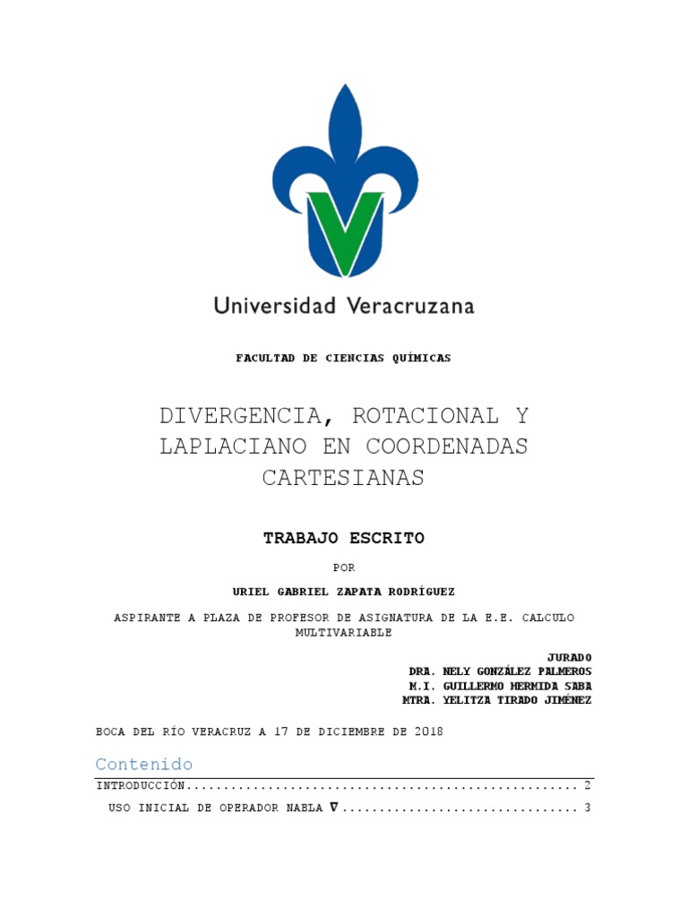 Div Rot y Laplaciano en Coordenedas Cartesianas | PDF | Divergencia ...