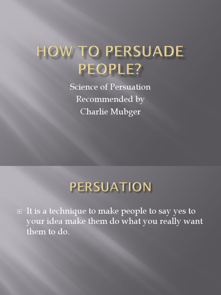 Science of Persuation Recommended by Charlie Mubger | PDF