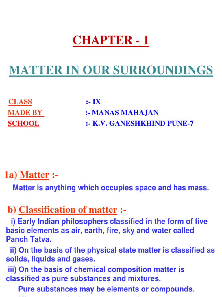 Chapter - 1: Matter in Our Surroundings | Download Free PDF | Evaporation | Liquids