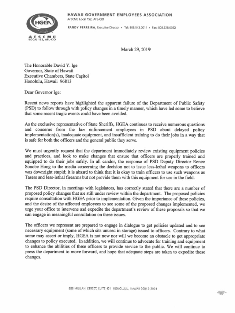 HGEA Letter | PDF | Public Sphere | Justice