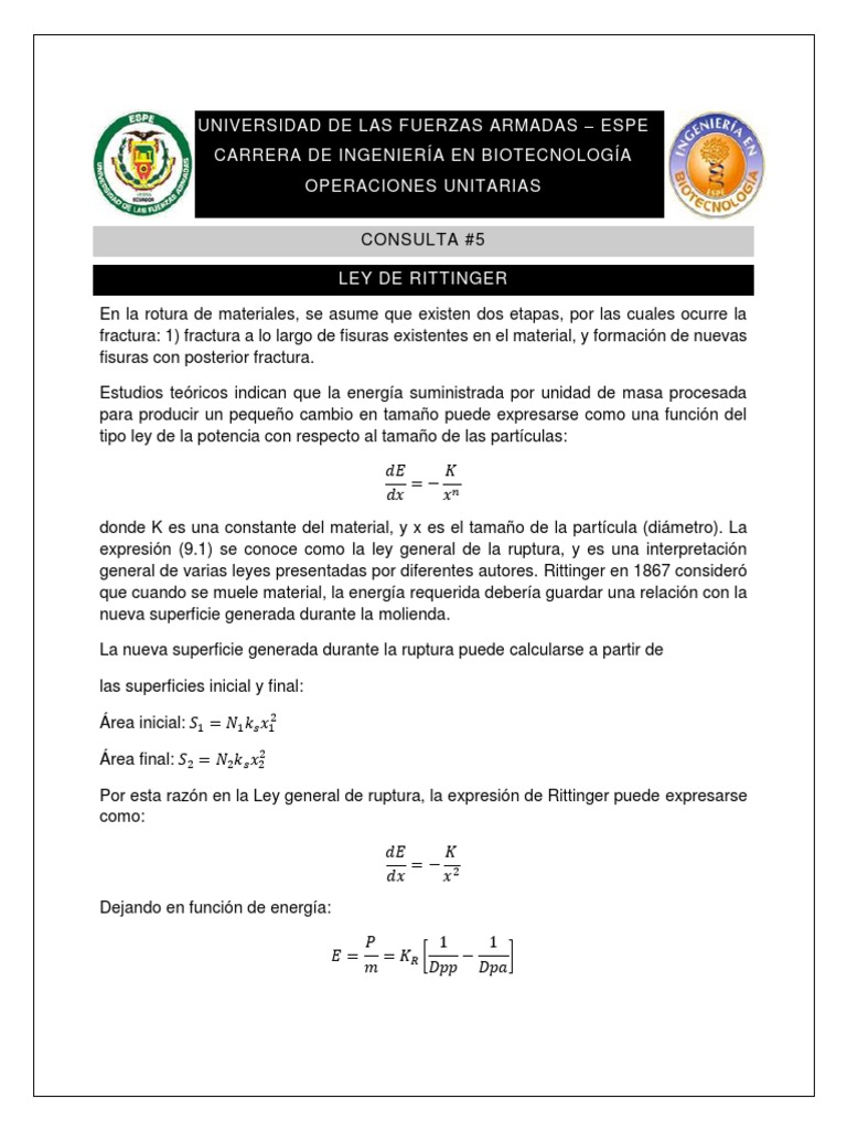 Ley de Rittinger | PDF | Mecánica | Física Aplicada e Interdisciplinaria