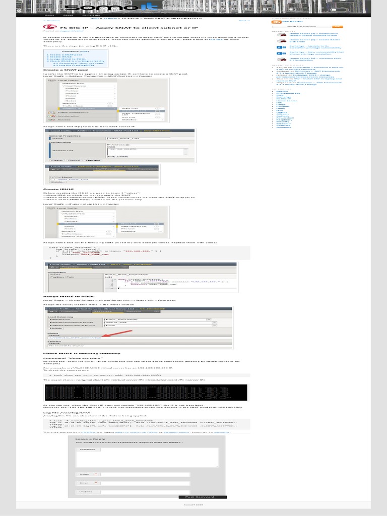 F5 BIG-IP - Apply SNAT To Client Subnet or IP | PDF | Internet ...