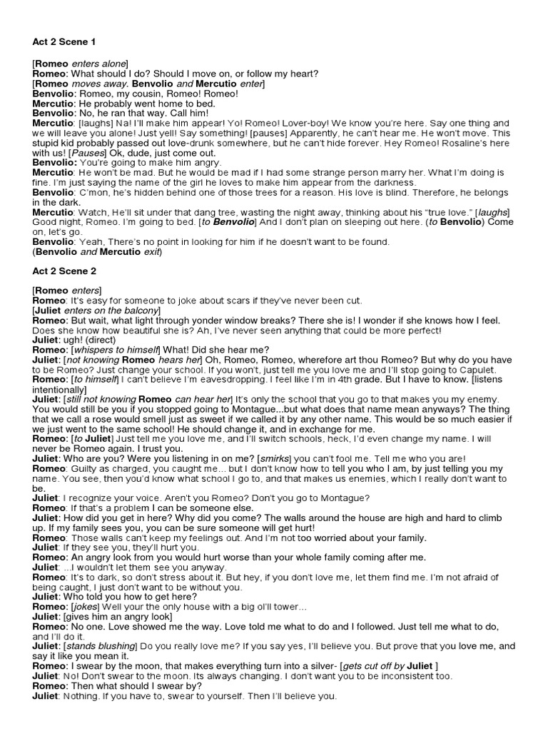 ROMEO AND JULIET Act 2 Scene 1 6 | PDF | Romeo And Juliet | Characters ...