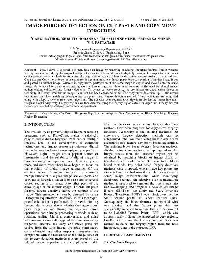 Image Forgery Detection On Cut-Paste and Copy-Move Forgeries | PDF | Image Segmentation ...