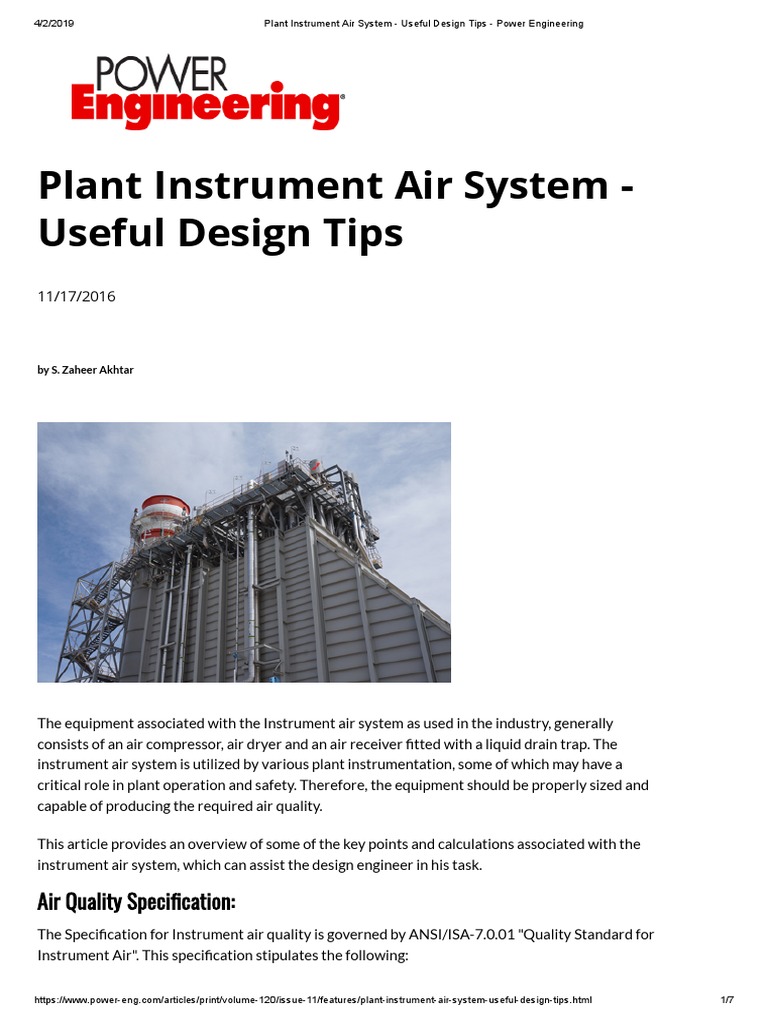 Plant Air System | PDF | Atmosphere Of Earth | Continuum Mechanics
