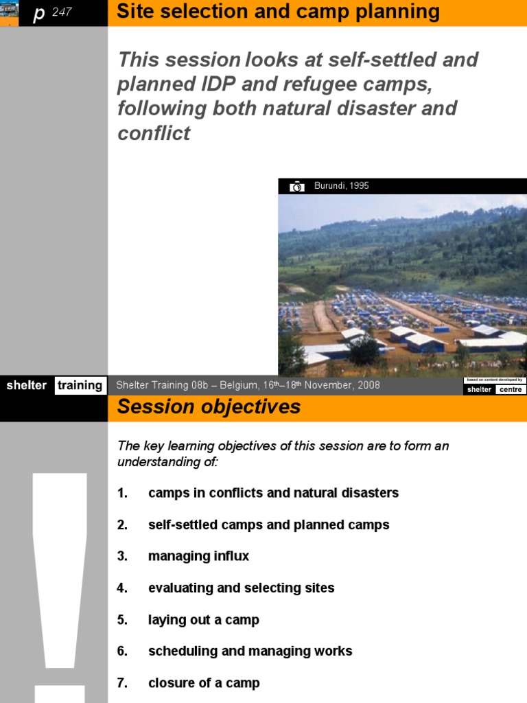 Planning and Establishing IDP and Refugee Camps: Guidance on Site ...