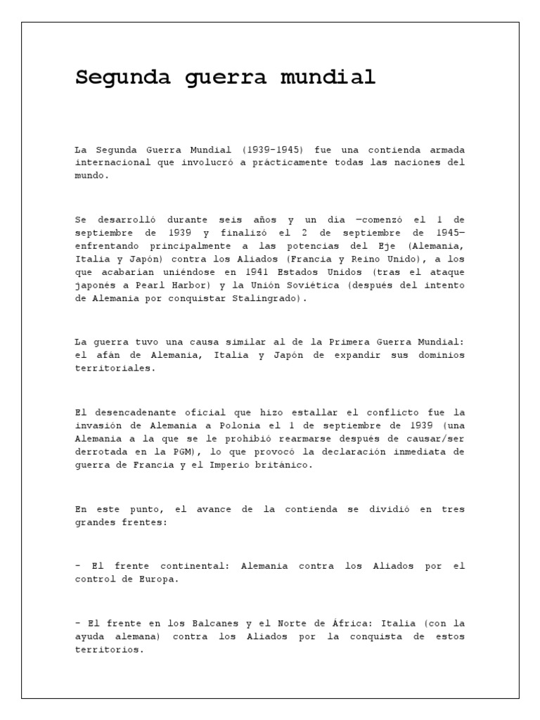 Resumen Segunda Guerra Mundial | PDF | Aliados de la Segunda Guerra ...