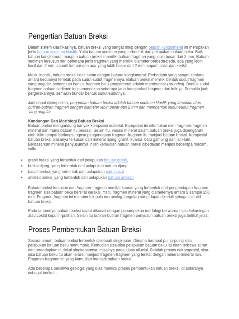 Ciri dan Jenis Batuan Breksi | PDF | Ilmu Sosial | Sains & Matematika