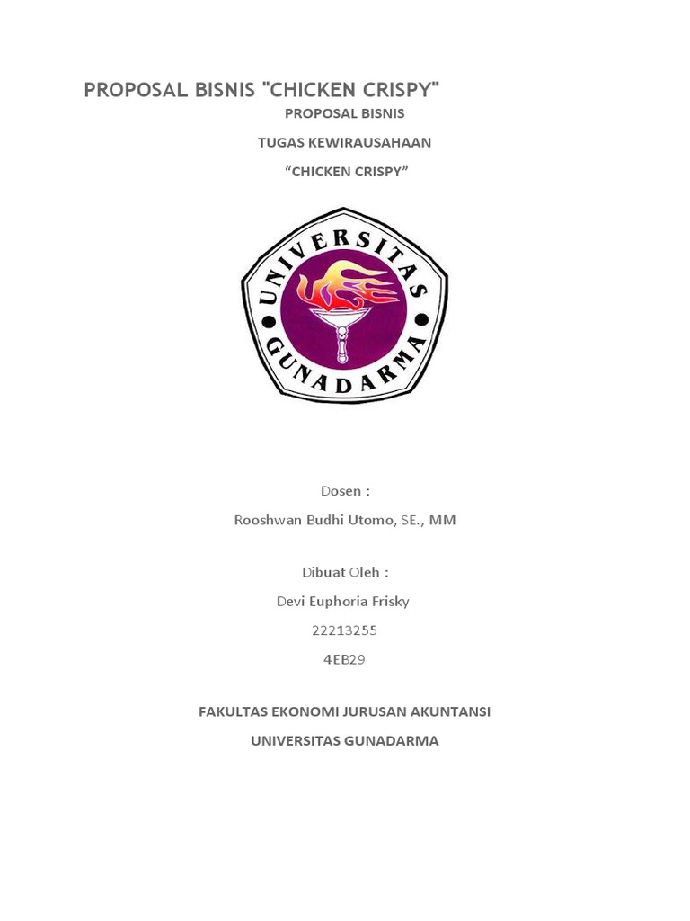 MENARIK DAN MENJANJIKAN: PROPOSAL BISNIS AYAM CRISPY | PDF