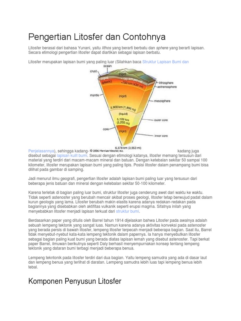 Pengertian Litosfer Dan Contohnya | PDF