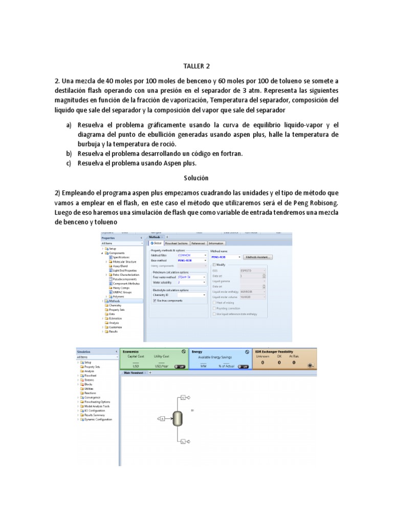 Simulación de Destilación Flash en Aspen Plus | PDF