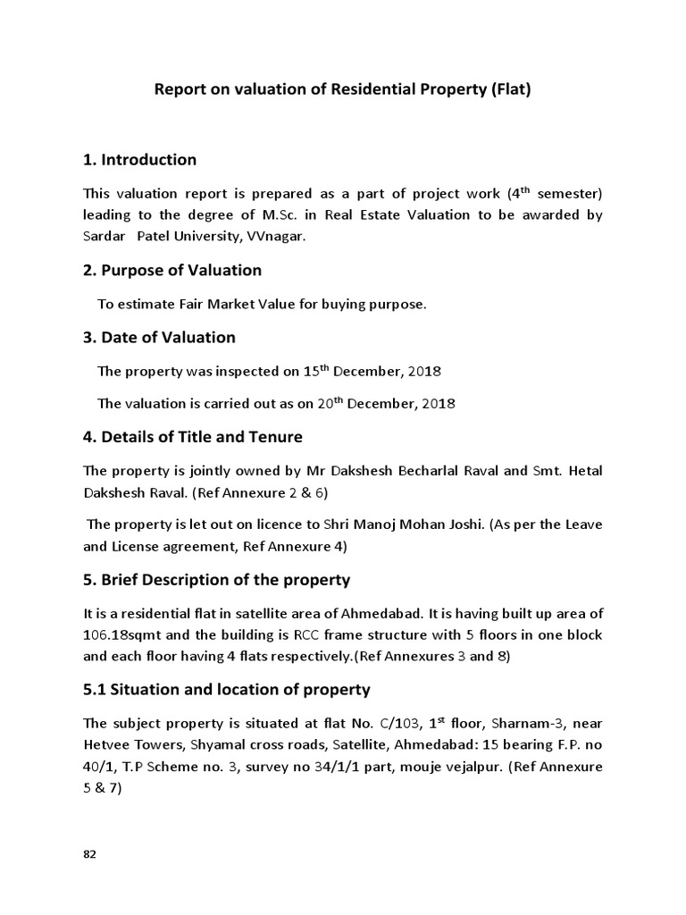 Residential Property Valuation Report | PDF | Real Estate Appraisal | Urban