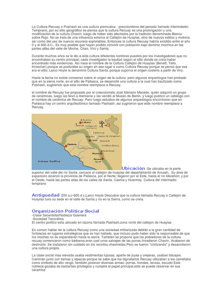 La Cultura Recuay o Pashash Es Una Cultura Preincaica | PDF ...
