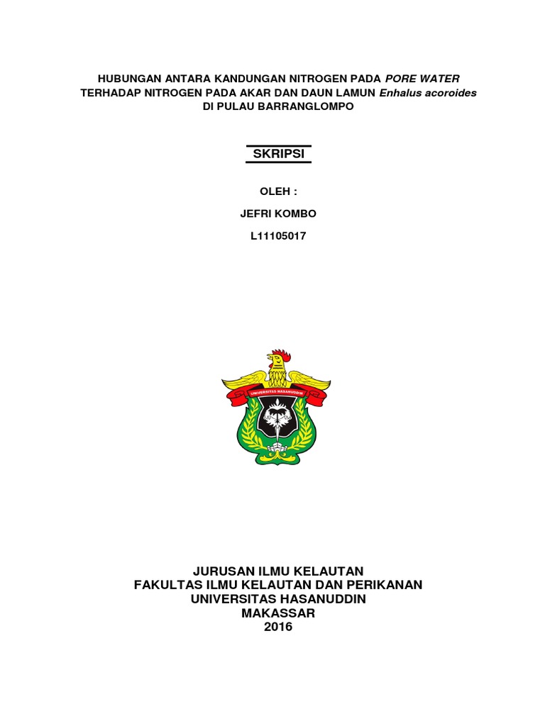 HUBUNGAN ANTARA KANDUNGAN NITROGEN PADA PORE WATER TERHADAP NITROGEN ...
