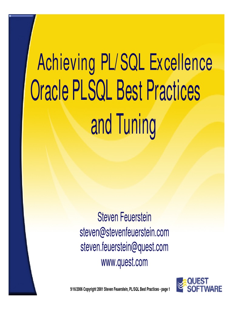 Oracle PLSQL Best Practices and Tuning PDF | Download Free PDF | Pl/Sql ...
