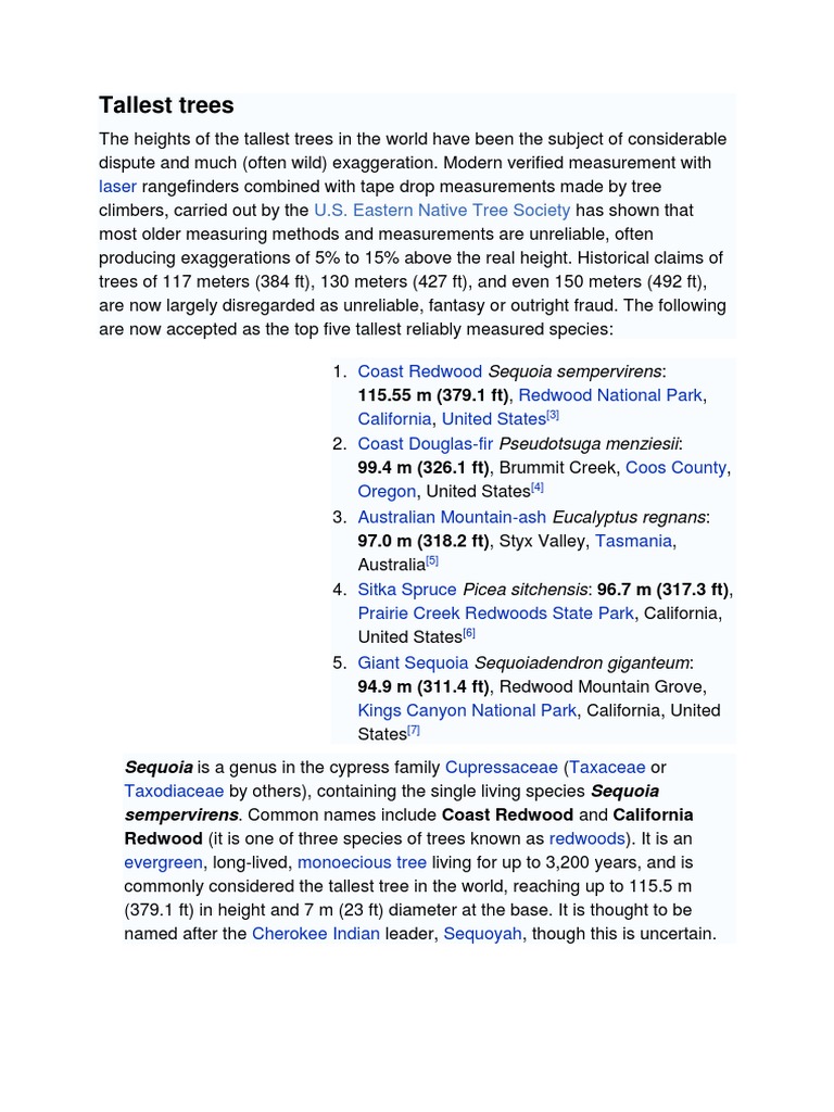 Tallest Trees: U.S. Eastern Native Tree Society | PDF | Sequoia ...