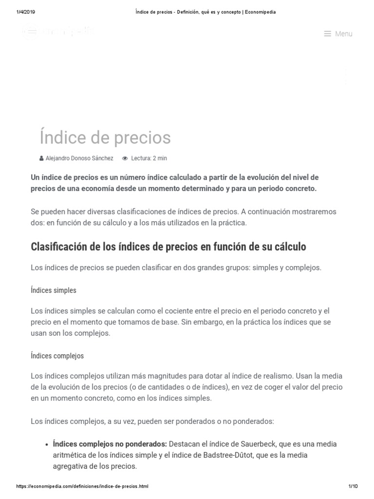 Índice de Precios - Definición, Qué Es y Concepto | Índice de precios ...