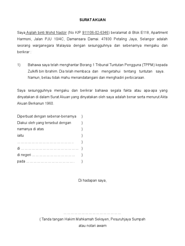 Surat Akuan Sumpah | PDF