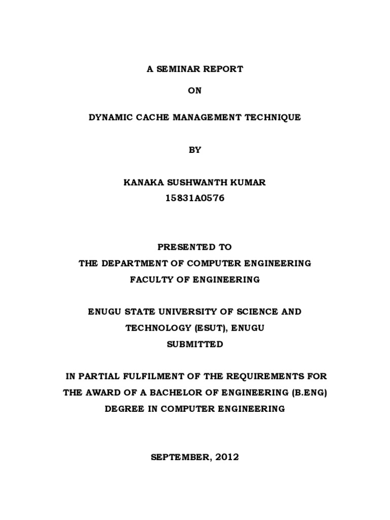 SUSHWANTH Dynamic Cache Management Technique | PDF | Random Access Memory | Cpu Cache
