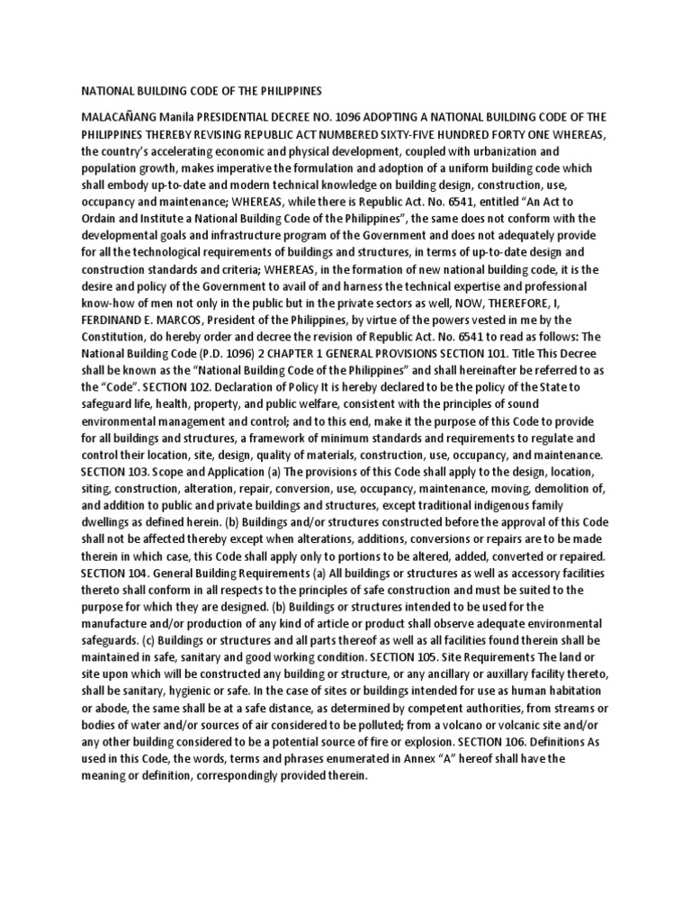 National Building Code of the Philippines | PDF | Building Code ...