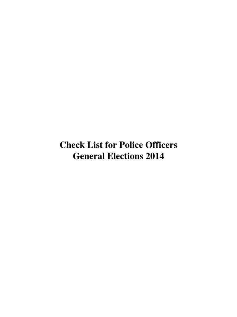 Check List For Police Officers General Elections 2014 | PDF | Elections ...