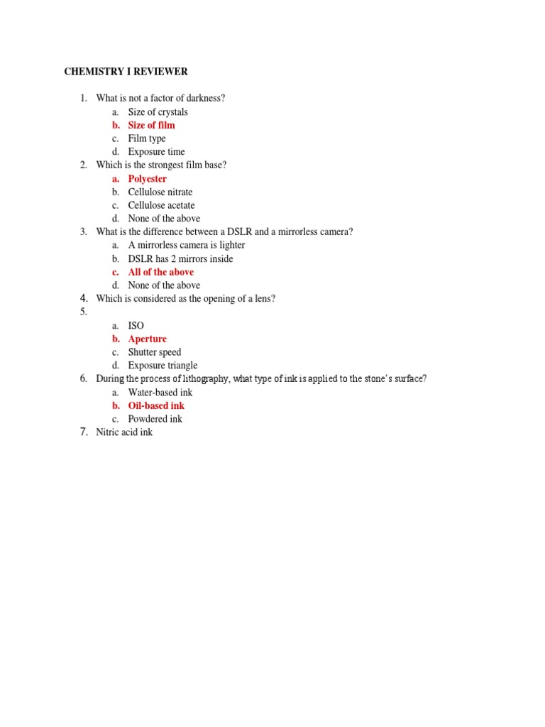 Chem Questions | PDF | Games & Activities | Home & Garden