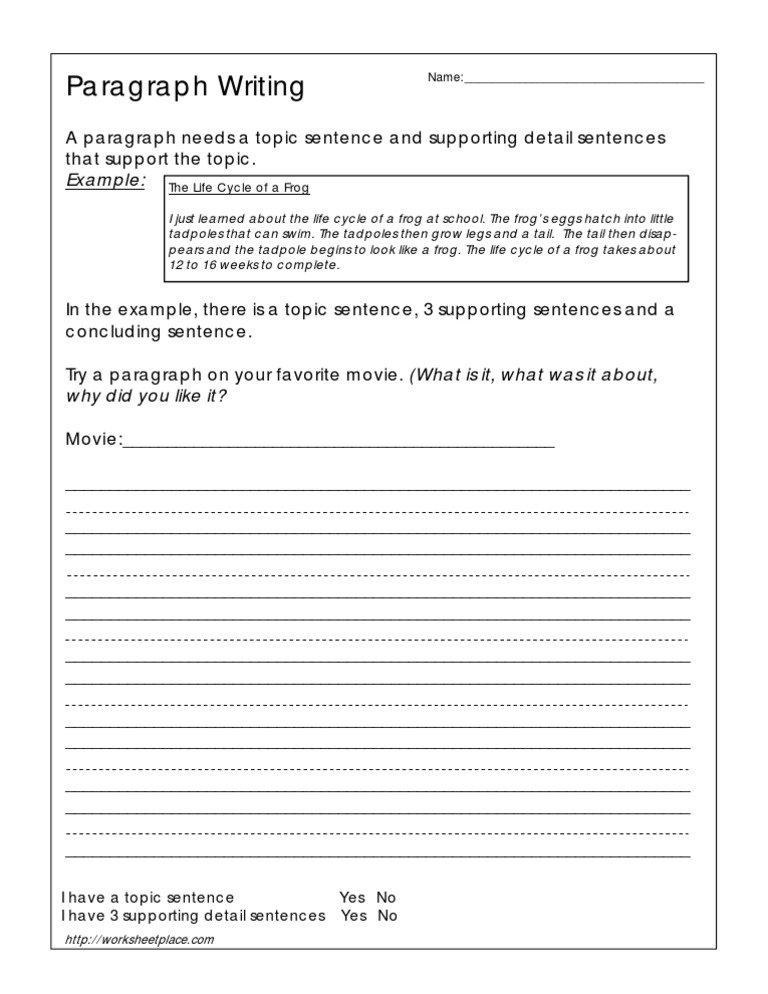 Paragraph Writing Worksheet | PDF